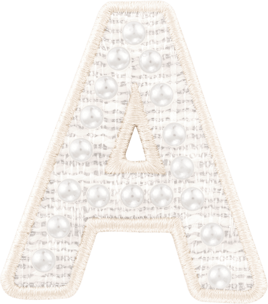 White Pearl Letter Patch | Embroidered Sticker Patches - Stoney Clover Lane