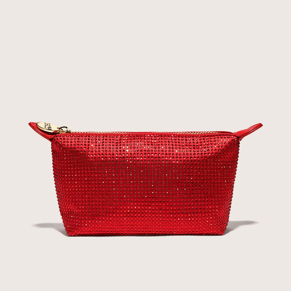 Red Sparkle Nylon Travel Pouchette Zip Bag | Stoney Clover Lane