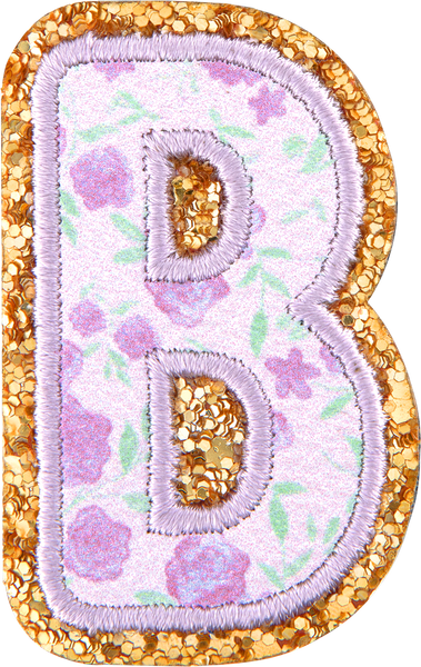 Floral Glitter Letter Patch